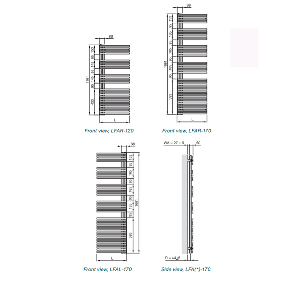 Купити Дизайнерську рушникосушку Zehnder Forma Asym LFAL 170-050-4580 Біла